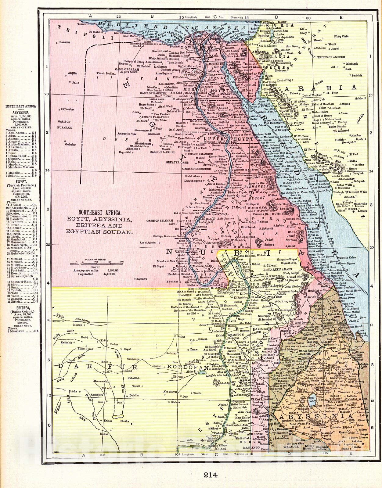 Historic Map : 1898 Northeast Africa: Egypt, Abyssinia, Eritrea, and E ...