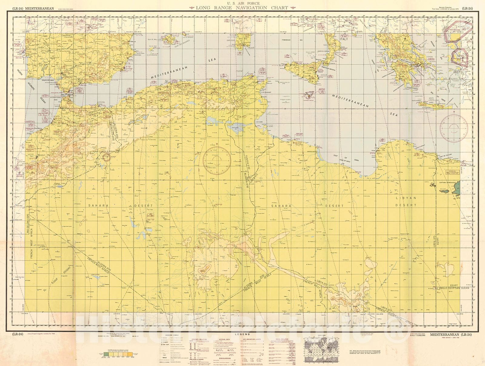 Historic Map : 1948 U.S. Air Force Long Range Navigation Chart: Medite ...