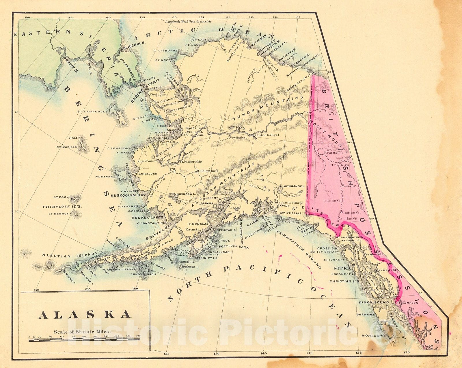 Historic Map 1883 Alaska Vintage Wall Art Historic Pictoric