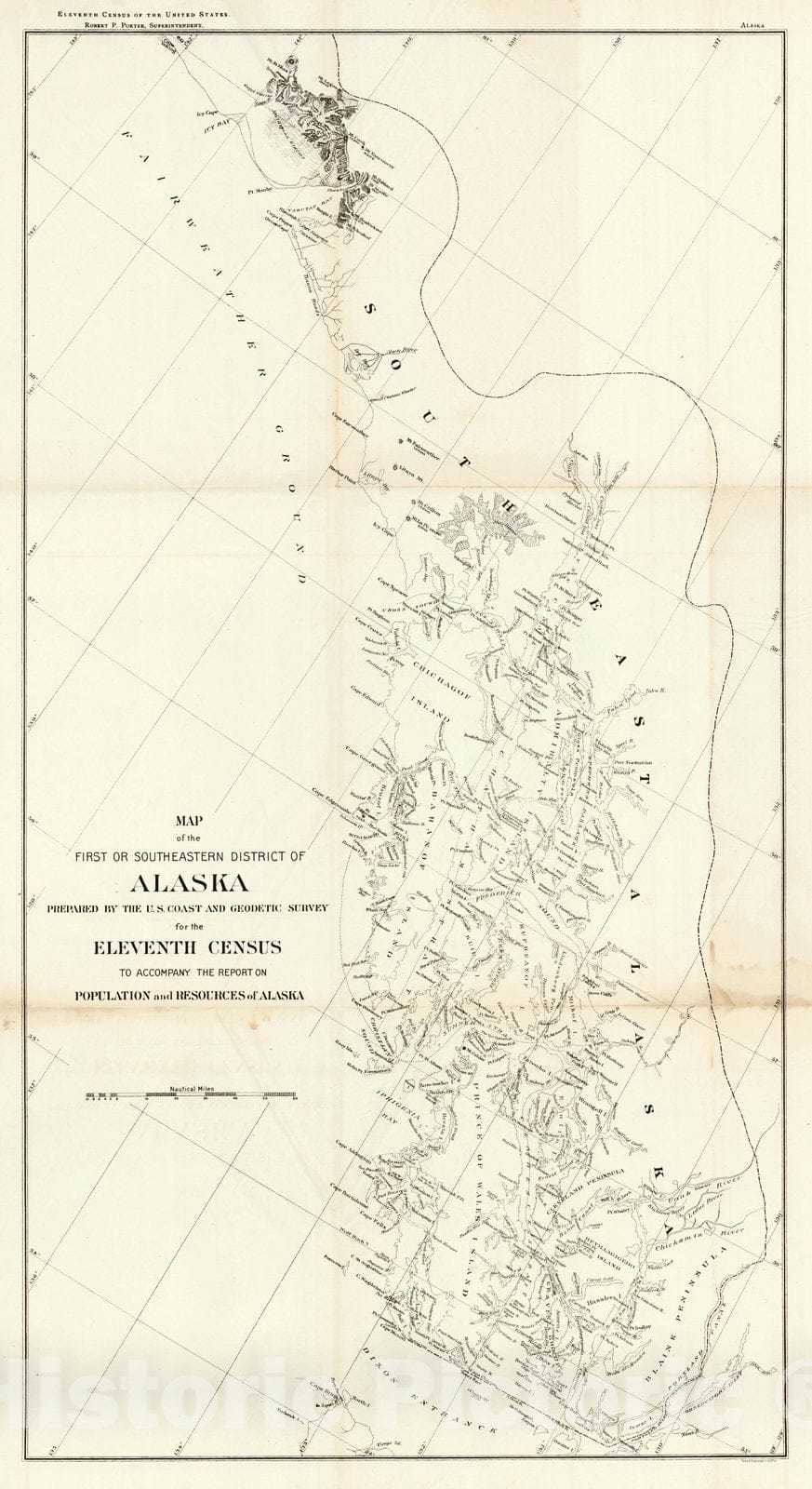 Historic Map : 1890 Map of the first or Southeastern District of Alask ...