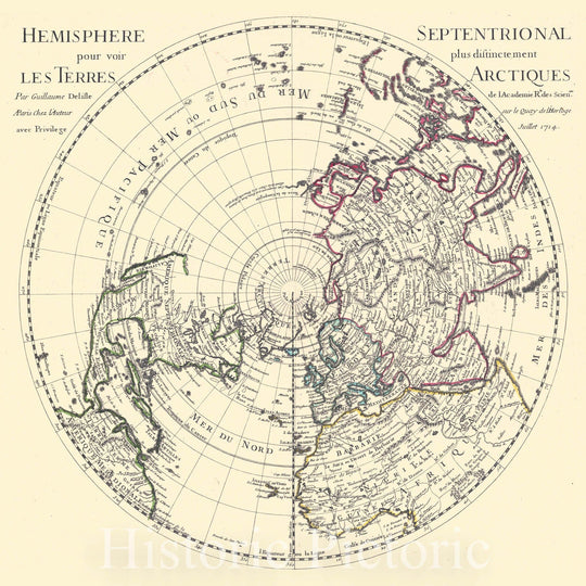 Historic Map : 1714 Hemisphere Septentrional pour vior plus distinctem ...