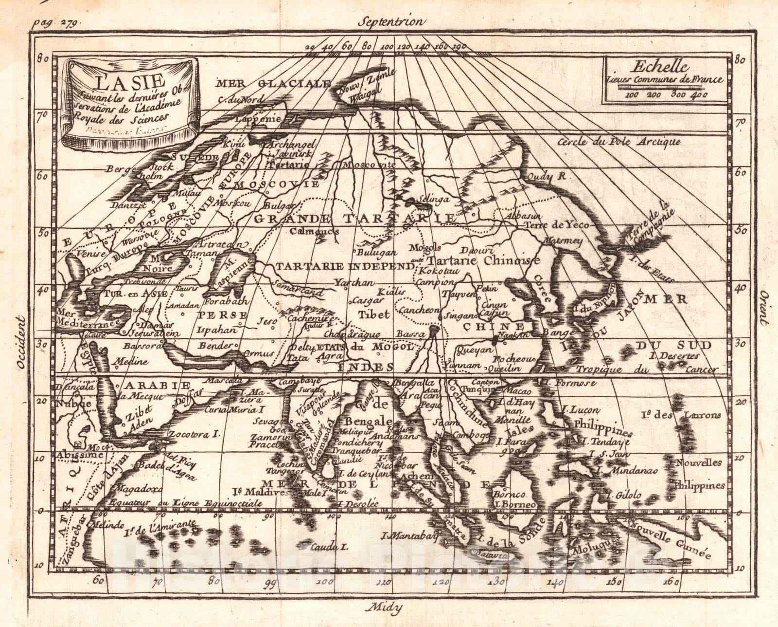 Historic Map : 1744 L'Asie : Vintage Wall Art - Historic Pictoric