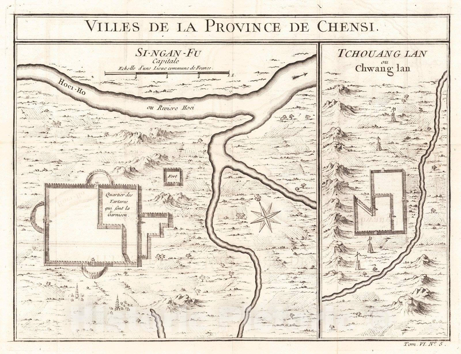 Historic Map : 1749 Villes De La Province De Chensi-S-Ngan-Fu [and] Tc ...