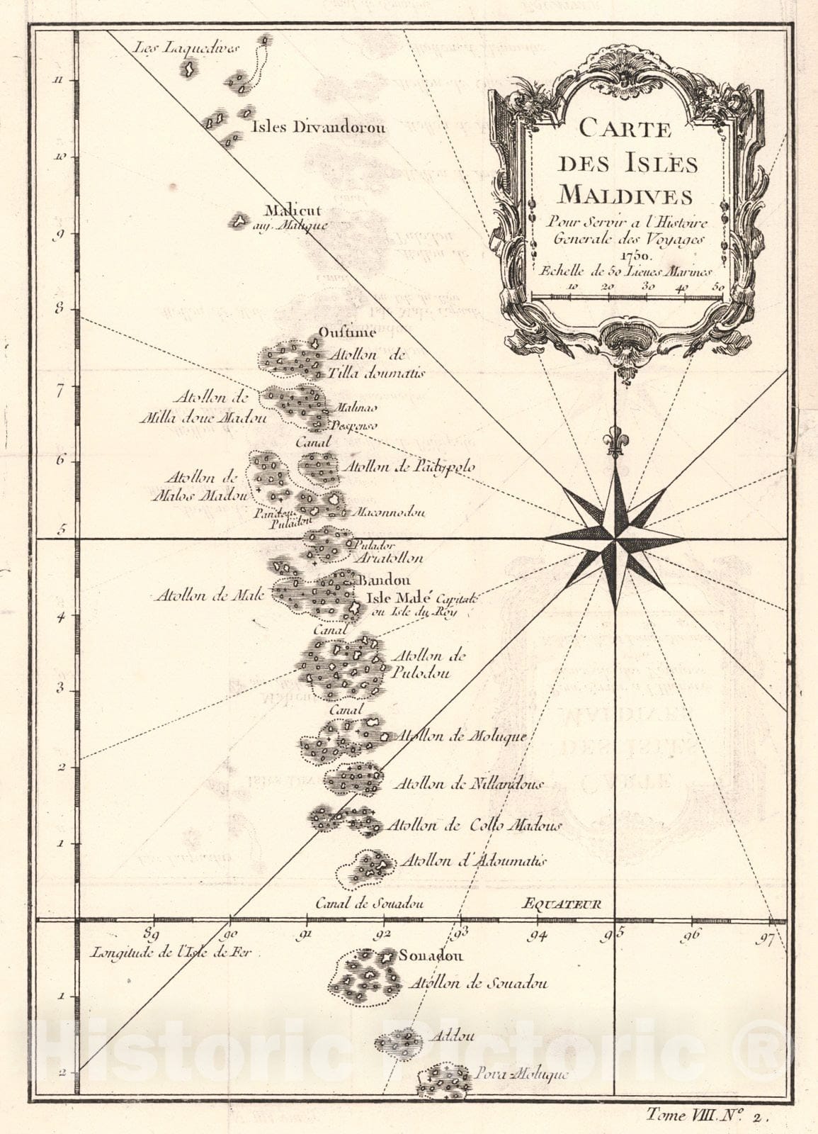 Historic Map : 1750 Carte Des Isles Maldives : Vintage Wall Art ...