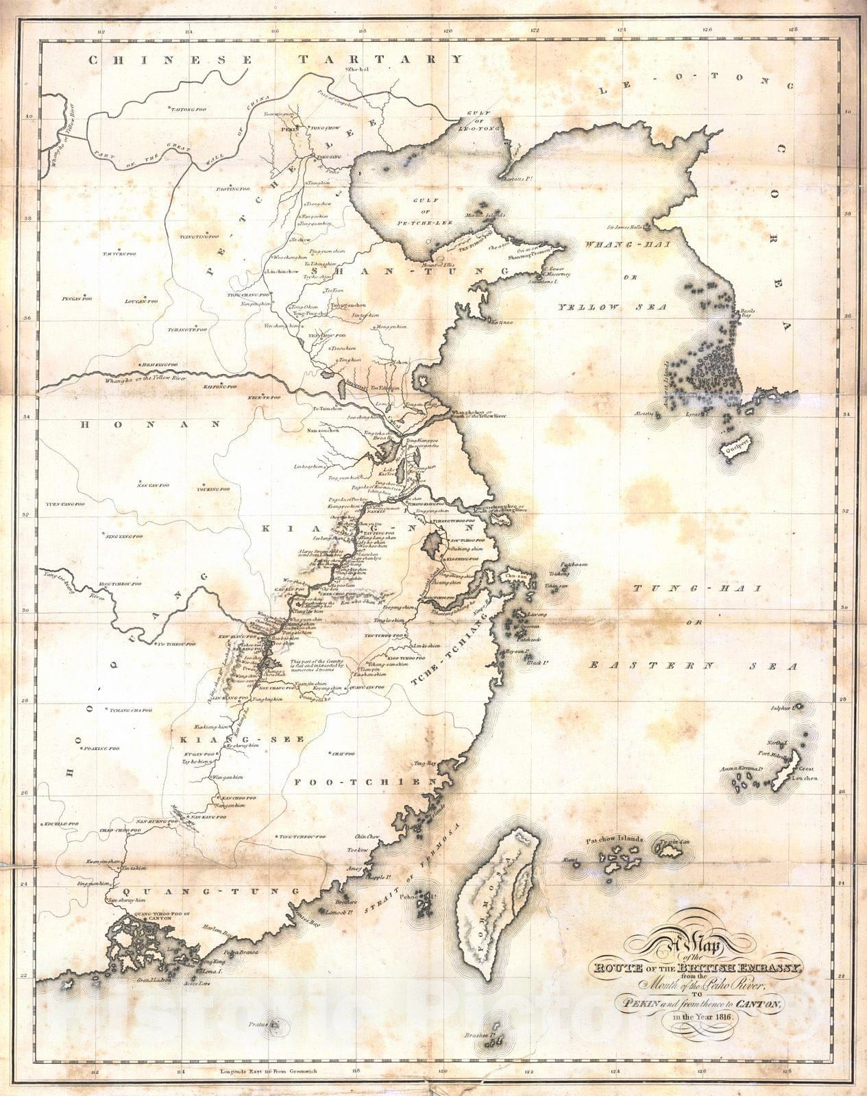 Historic Map : 1816 A Map of the Route of the British Embassy, from th ...