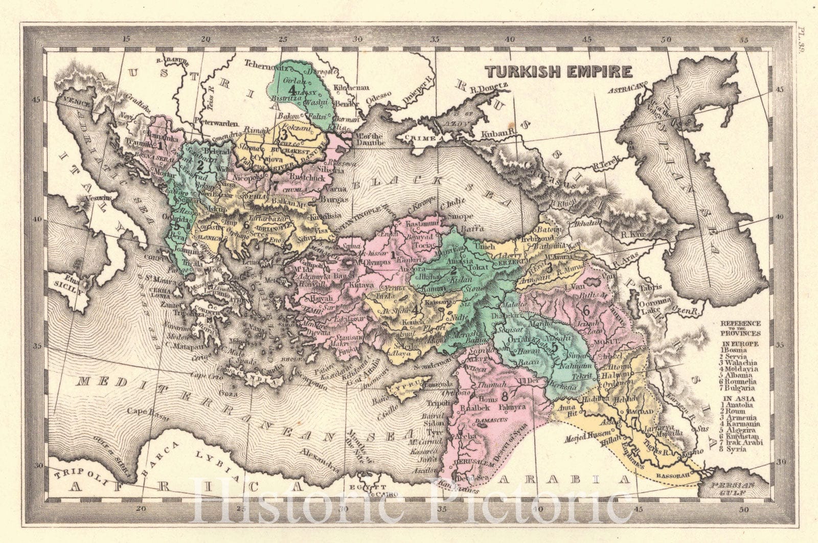 Historic Map : 1832 Turkish Empire : Vintage Wall Art – Historic Pictoric
