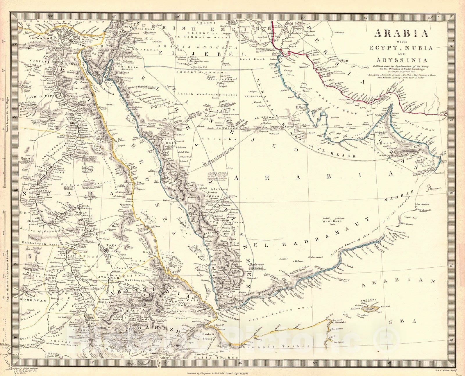 Historic Map : 1843 Arabia with Egypt, Nubia and Abyssinia : Vintage W ...
