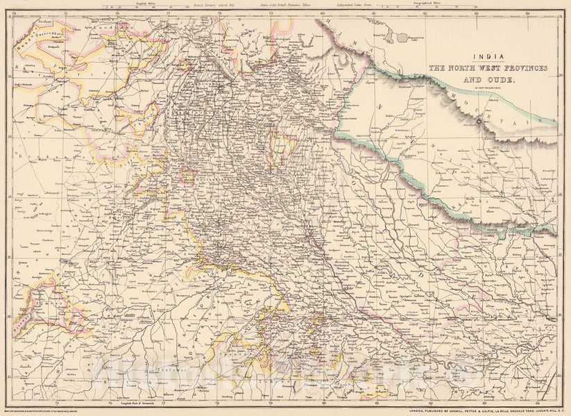 Historic Map : 1865 India the North West Provinces and Oude : Vintage ...