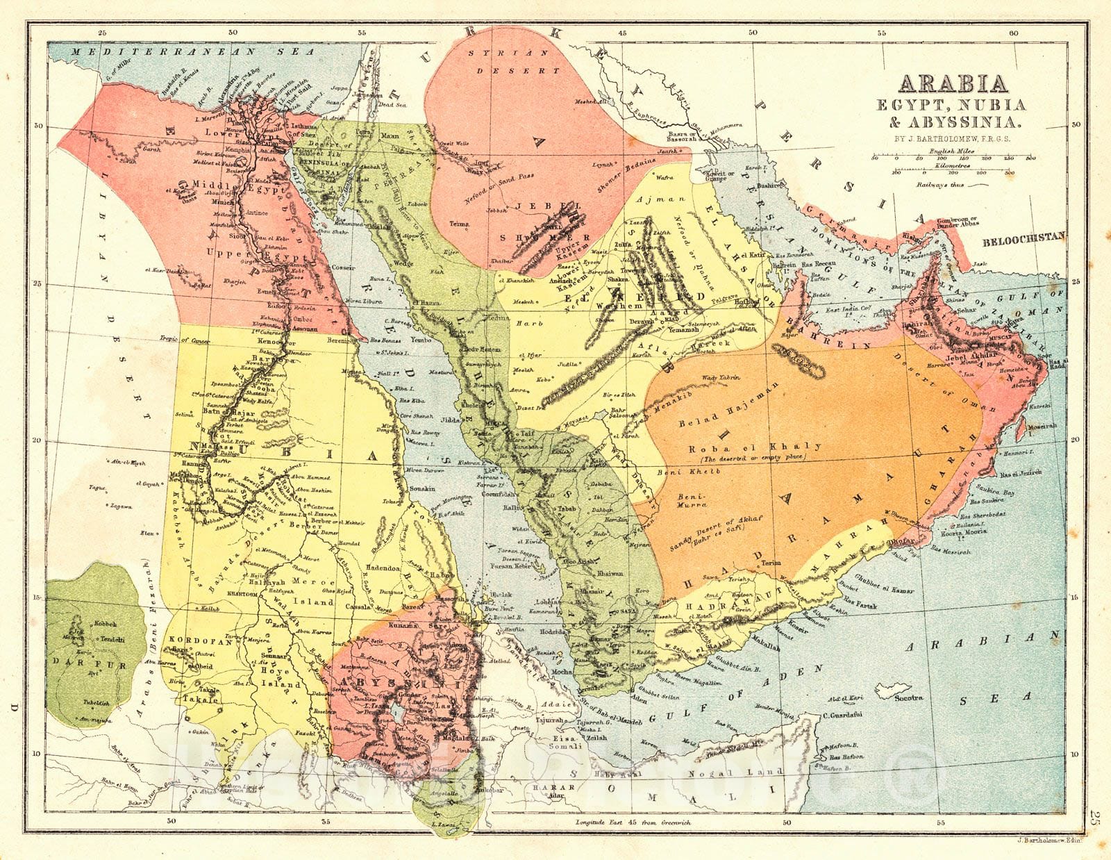 Historic Map : 1870 Arabia, Egypt, Nubia & Abyssinia : Vintage Wall Ar ...