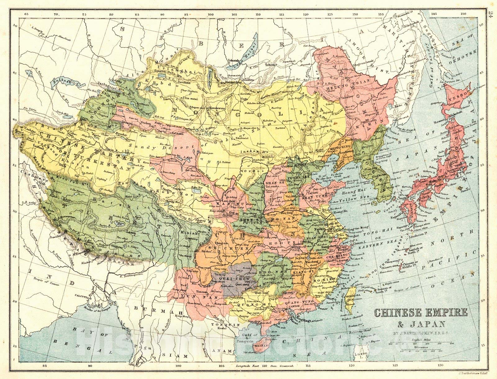 Historic Map : 1870 Chinese Empire and Japan : Vintage Wall Art ...