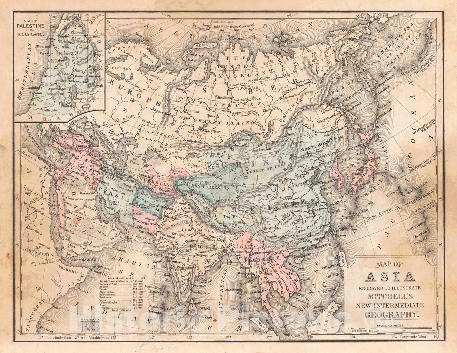 Historic Map : 1880 Map of Asia : Vintage Wall Art – Historic Pictoric