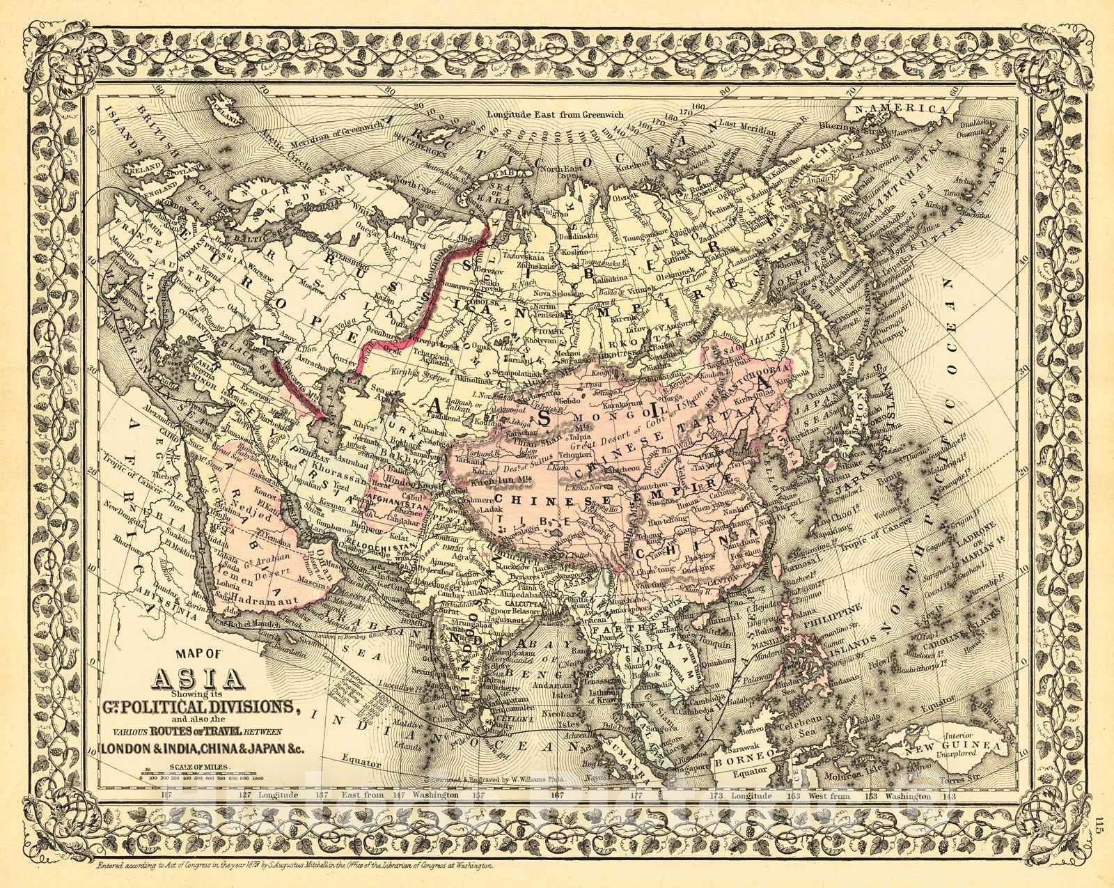 Historic Map : 1880 Map of Asia Showing it's Geopolitical Divisions ...