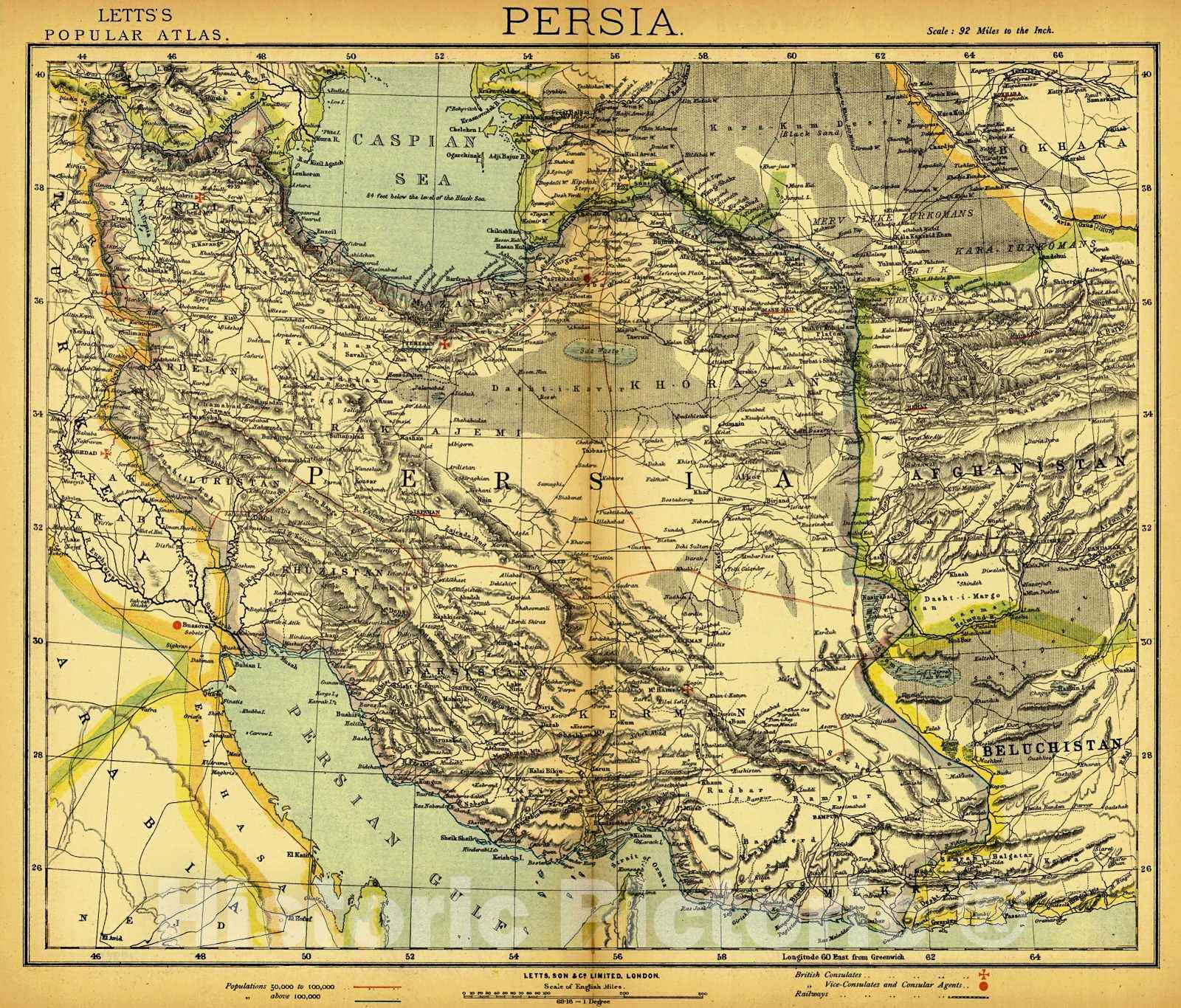 Historic Map : 1884 Persia : Vintage Wall Art – Historic Pictoric