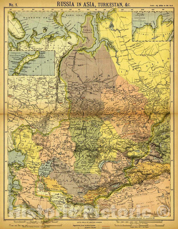 Historic Map : 1884 Russia in Asia : Vintage Wall Art – Historic Pictoric