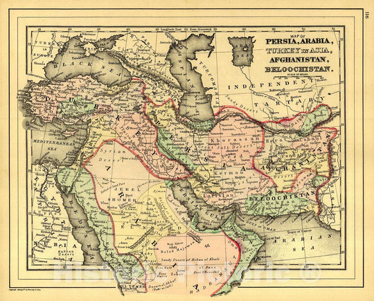 Historic Map : 1887 Map of Persia, Arabia, Turkey in Asia, Afghanistan ...