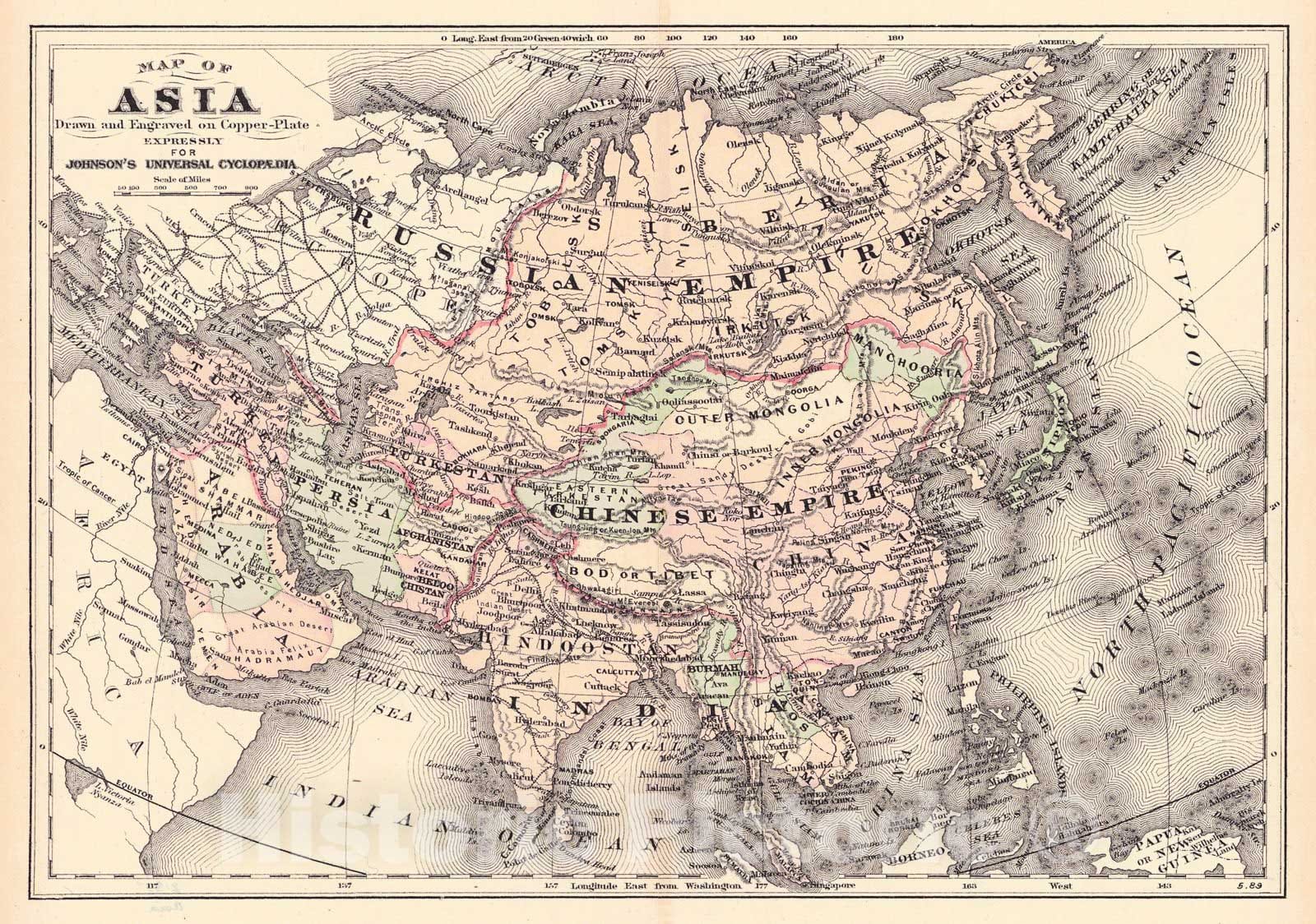 Historic Map : 1889 Map of Asia : Vintage Wall Art – Historic Pictoric