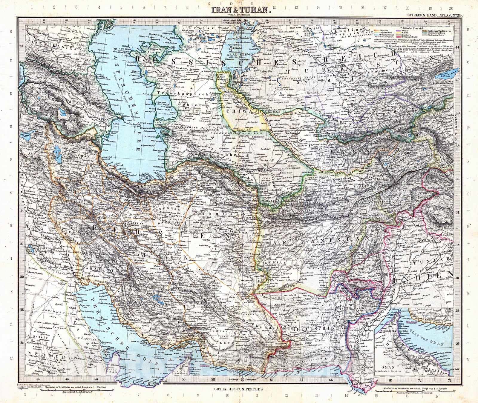 Historic Map : 1891 Iran & Turan : Vintage Wall Art – Historic Pictoric