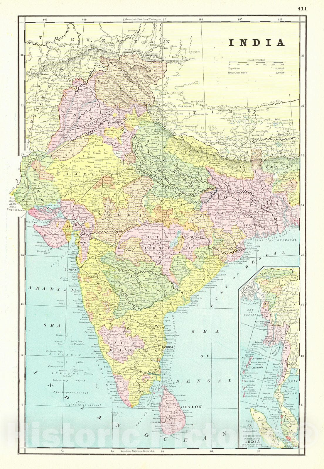 Historic Map : 1892 India : Vintage Wall Art – Historic Pictoric