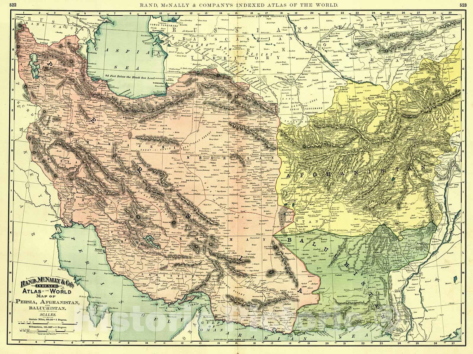 Historic Map : 1892 Map of Persia, Afghanistan, and Baluchistan : Vint ...