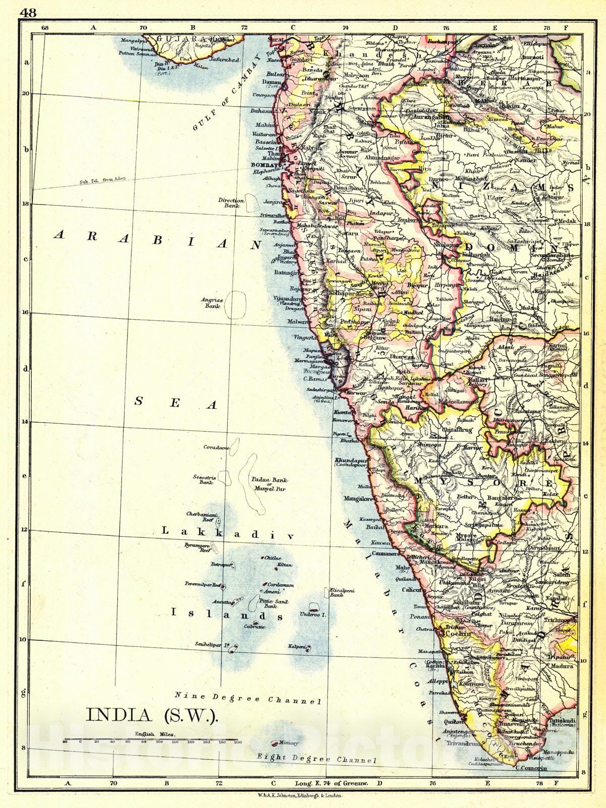Historic Map : 1897 India (S.W.) : Vintage Wall Art – Historic Pictoric