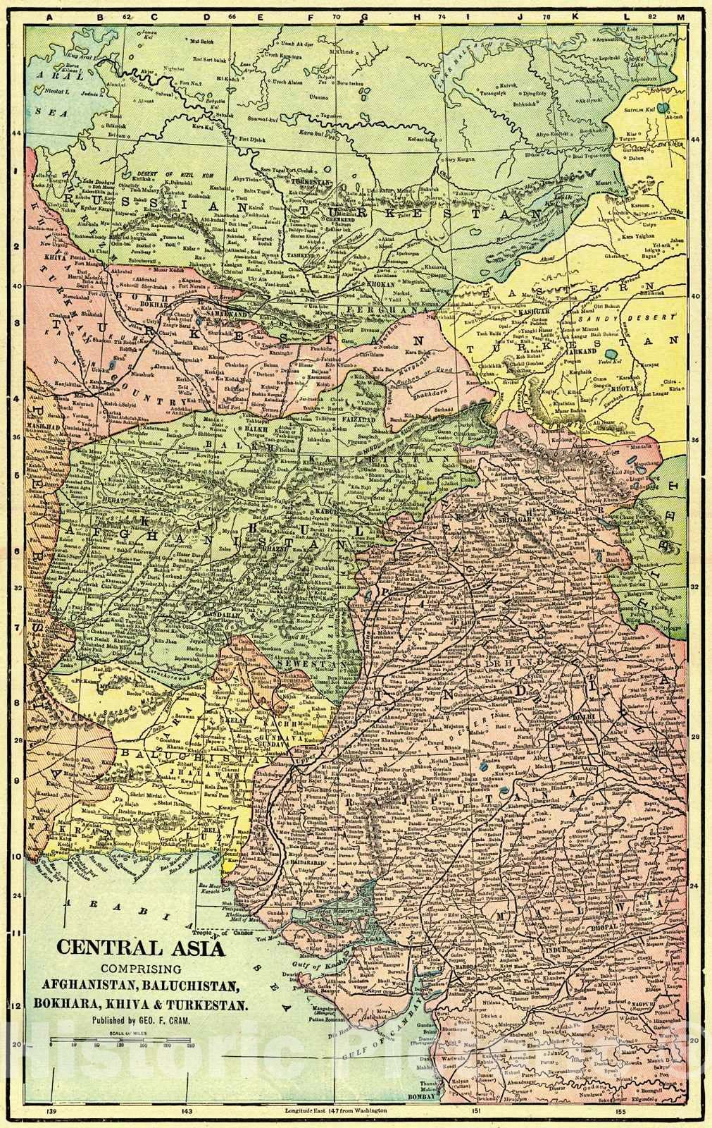 Historic Map : 1907 Central Asia : Vintage Wall Art – Historic Pictoric