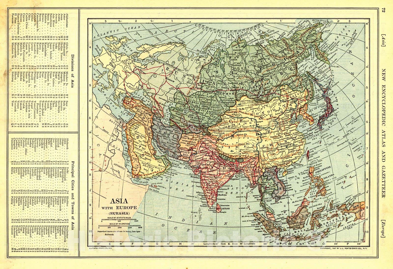 Historic Map : 1909 Asia with Europe : Vintage Wall Art – Historic Pictoric