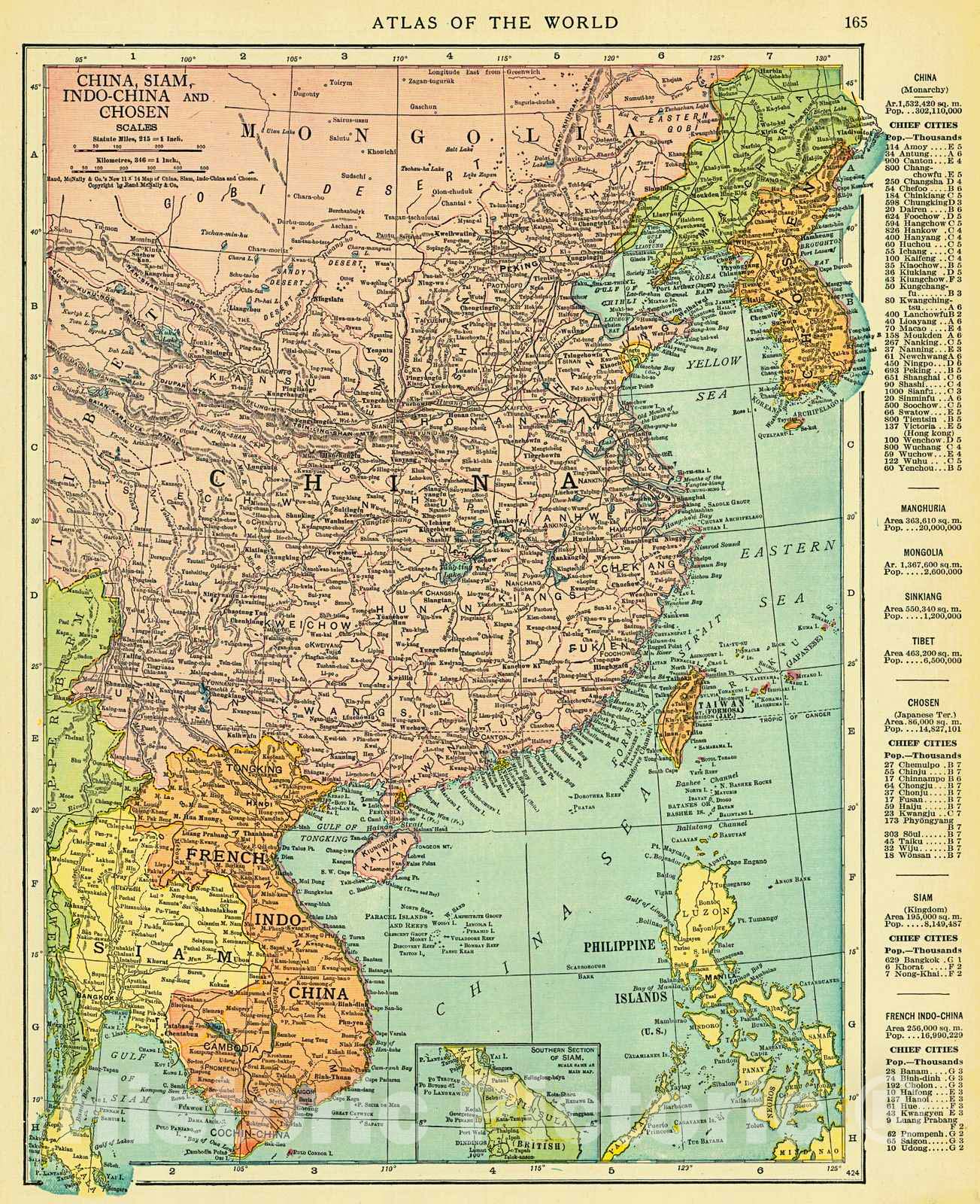Historic Map : 1916 China, Siam, Indo-China and Chosen : Vintage Wall ...