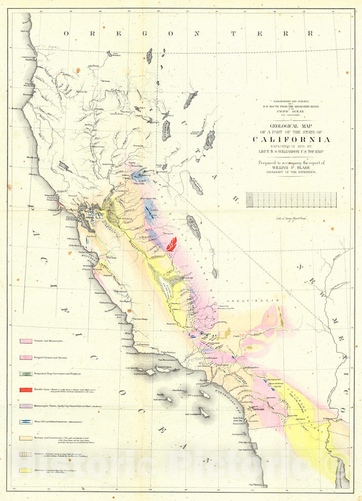 Historic Map : 1856 Geological Map of a Part of the State of Californi ...