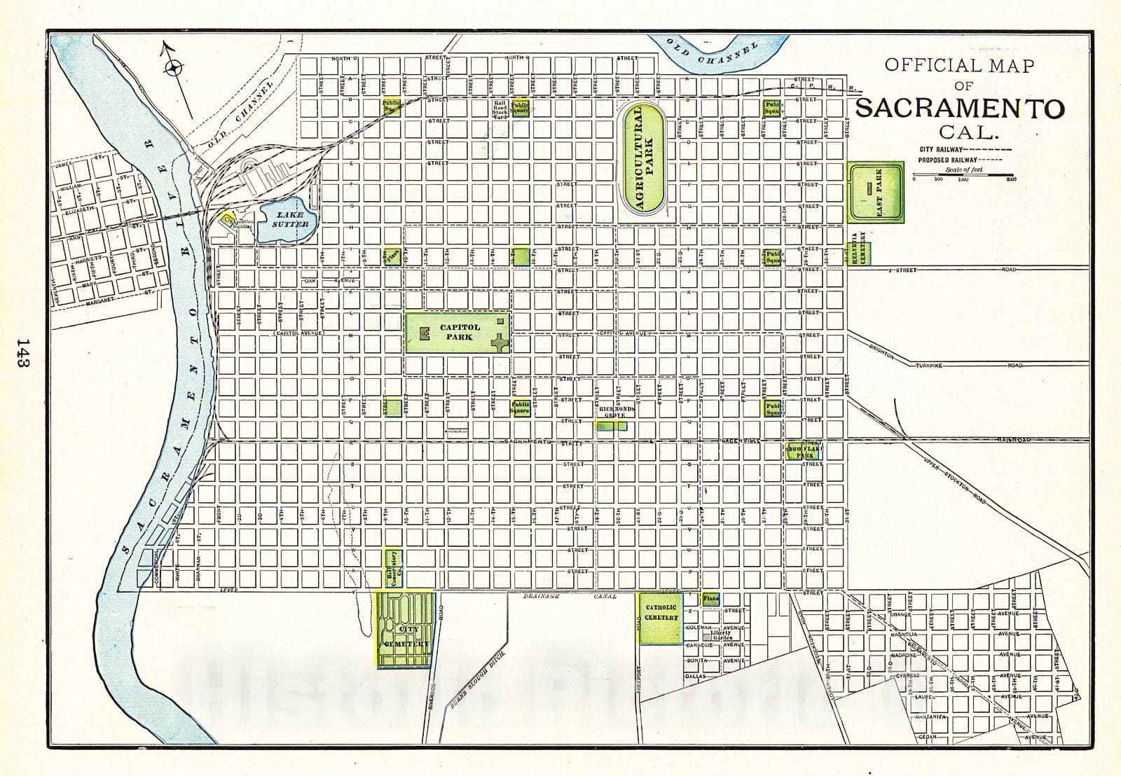 Historic Map : 1898 Official Map of Sacramento, Cal. : Vintage Wall Ar ...