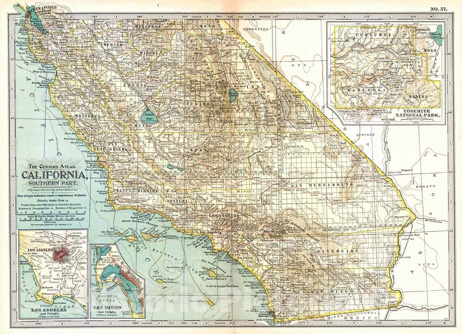 Historic Map : 1902 California-Southern Part : Vintage Wall Art ...