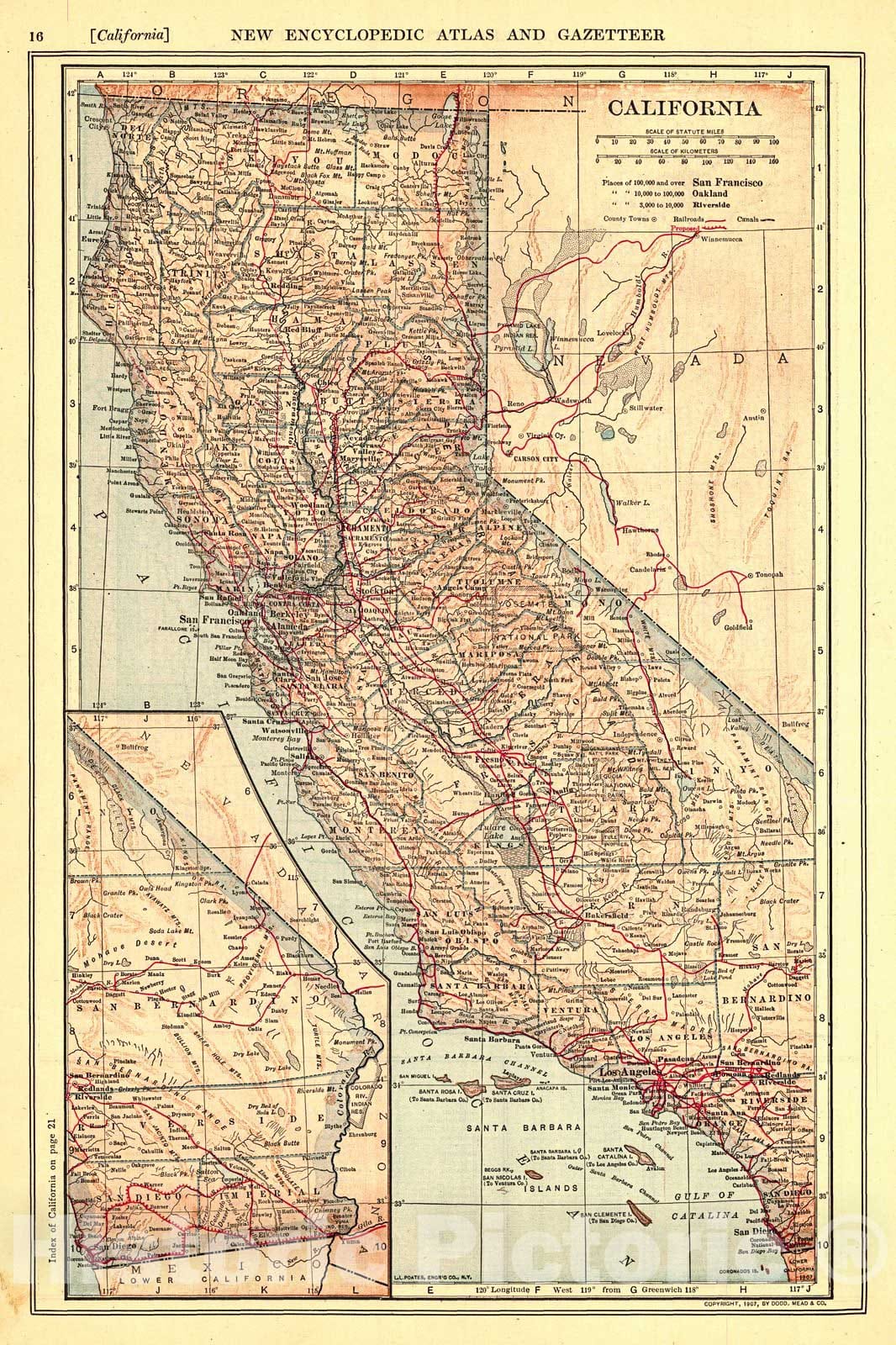 Historic Map : 1909 California : Vintage Wall Art – Historic Pictoric