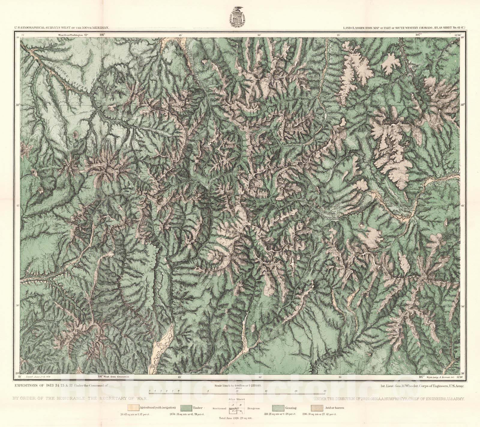 Historic Map : 1878 Land Classification Map of Part of South Western C ...