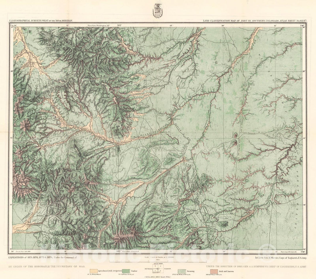 Historic Map : 1878 Land Classification Map of Part of Southern Colora ...