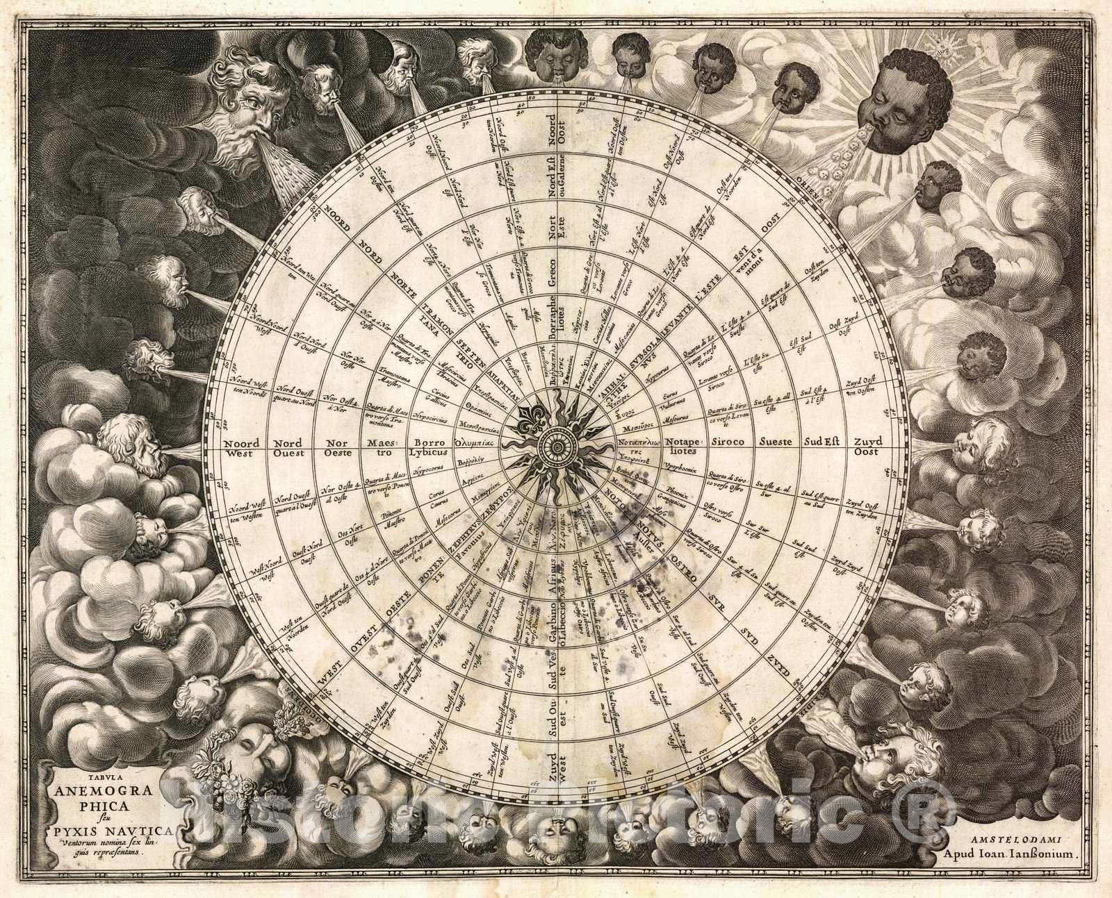 Historic Map : 1650 Tabula Anemographica seu Pyxis Nautica (Table of W ...
