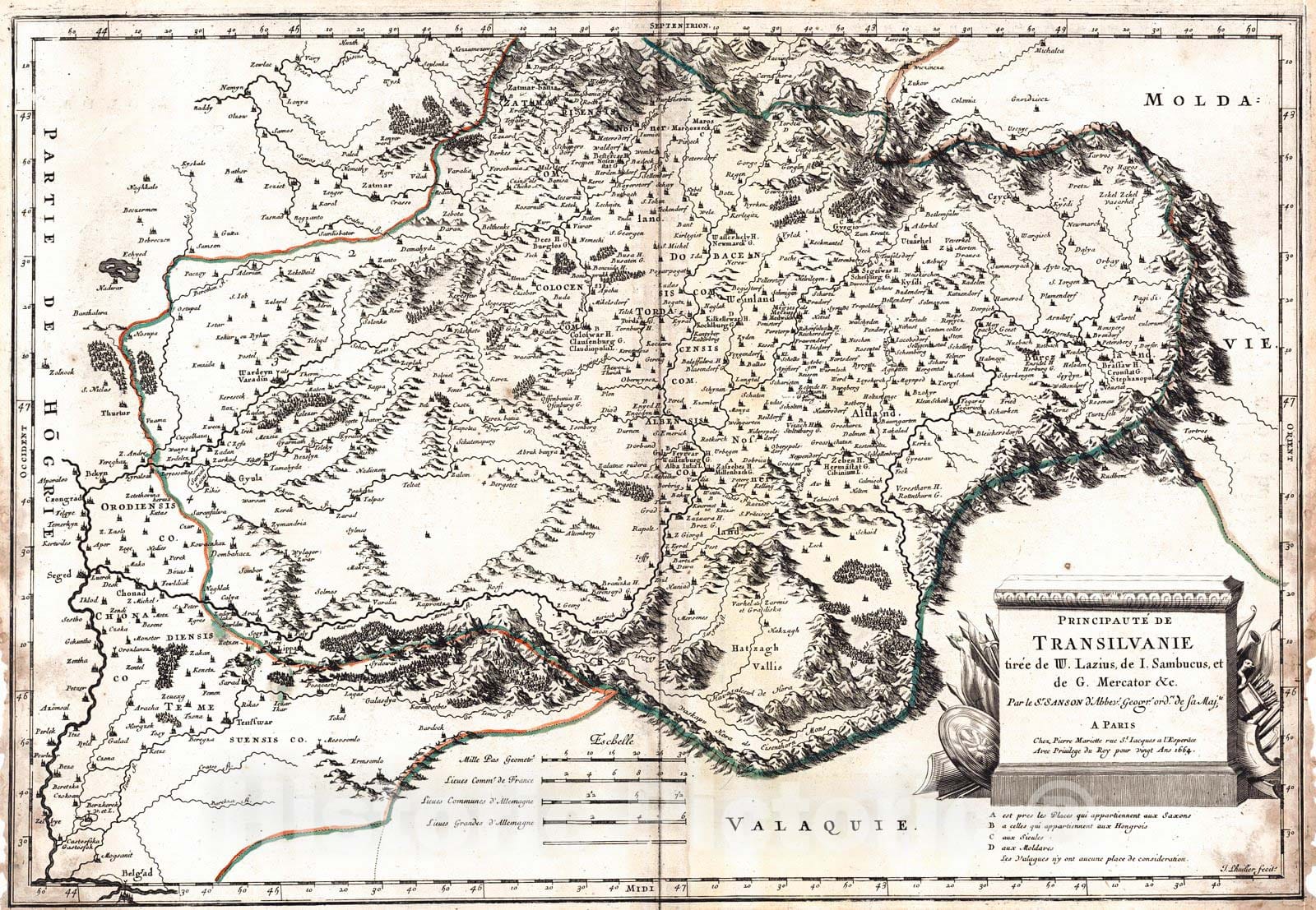 Historic Map : 1664 Principaute de Transilvanie : Vintage Wall Art ...