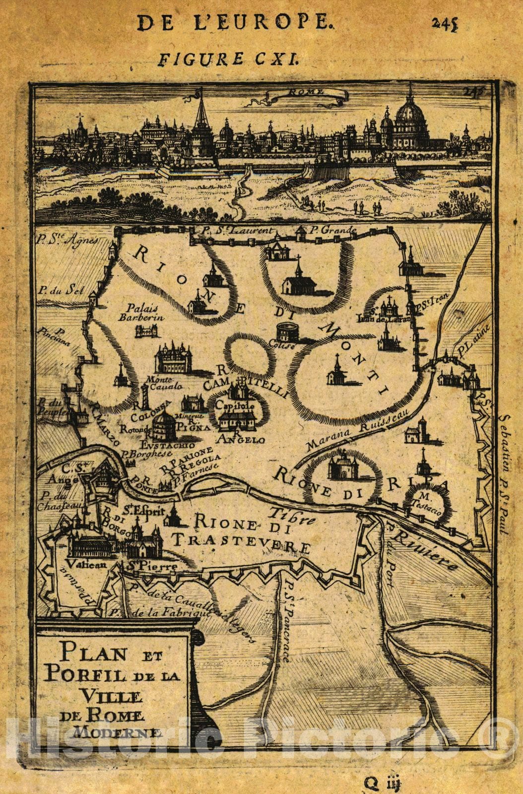 Historic Map : 1683 Plan et Porfil de la Ville de Rome Moderne : Vinta ...