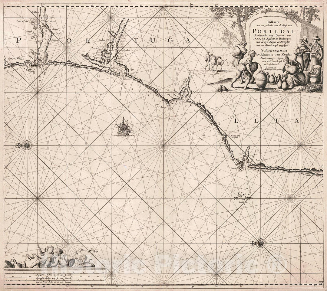 Historic Map : 1684 Pafkaart van en Gedeelte van de Kust van Portugal ...