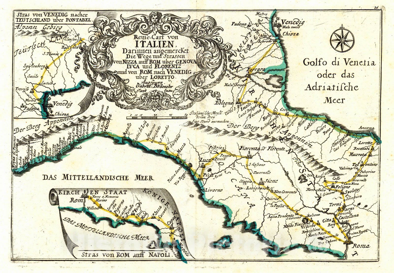 Historic Map : 1704 Reyes - Carte von Italien : Vintage Wall Art ...