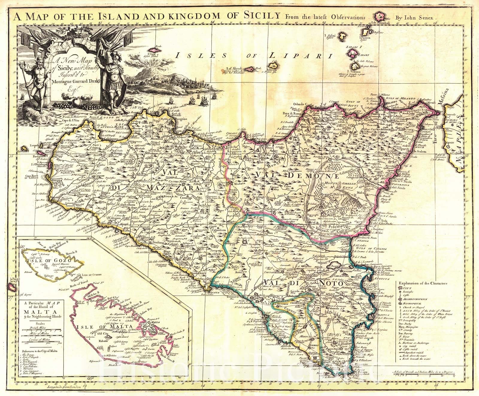 Historic Map : 1721 A New Map of Sicily : Vintage Wall Art – Historic ...