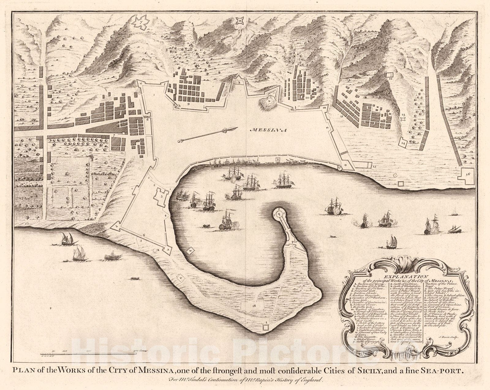 Historic Map : 1747 Plan of the Works of the City of Messina, One of t ...