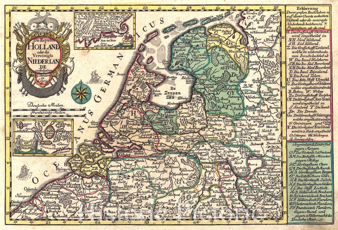 Historic Map : 1749 Die Republic Holland oder Vereinigte Niederlande ...