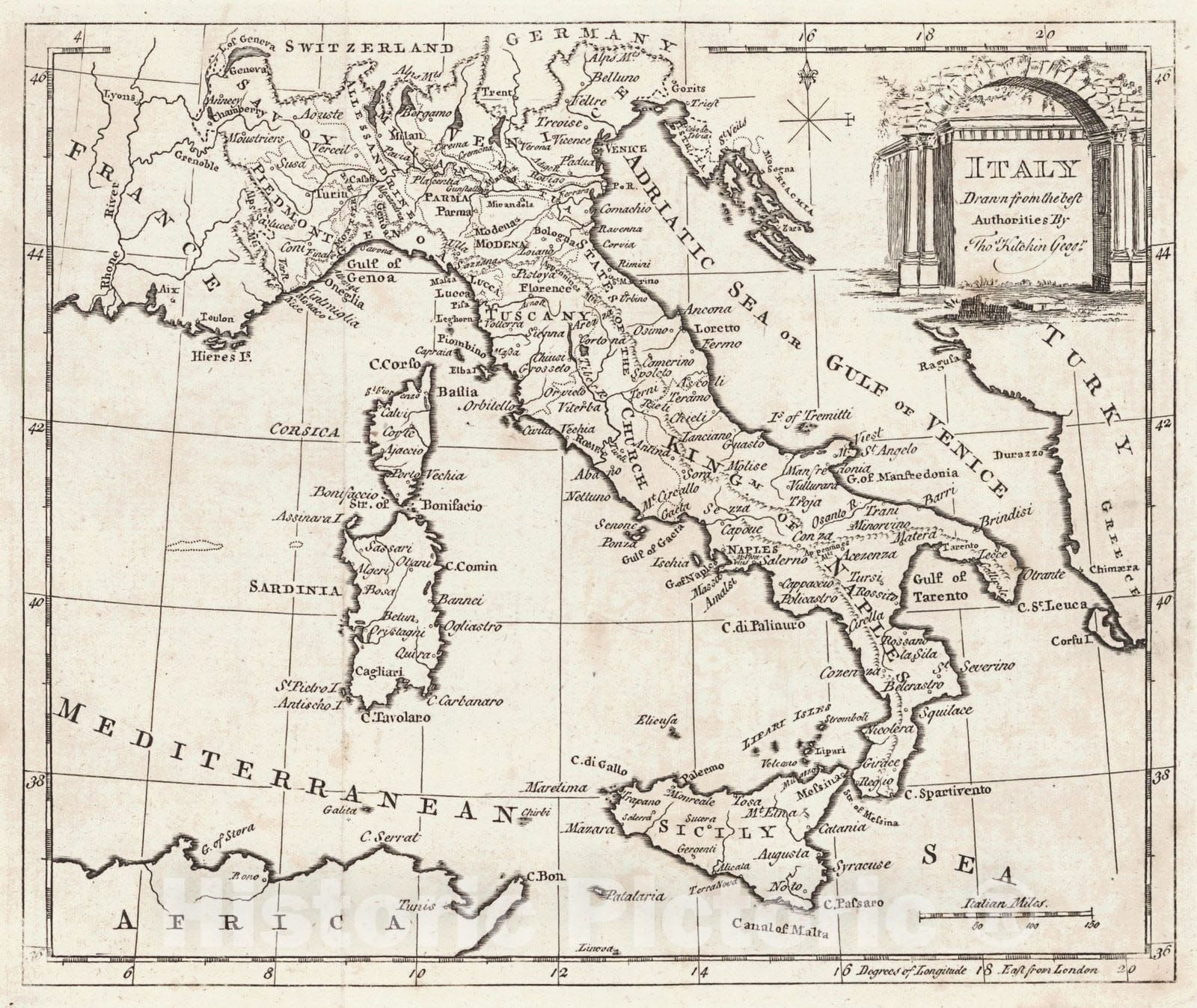 Historic Map : 1770 Italy : Vintage Wall Art – Historic Pictoric