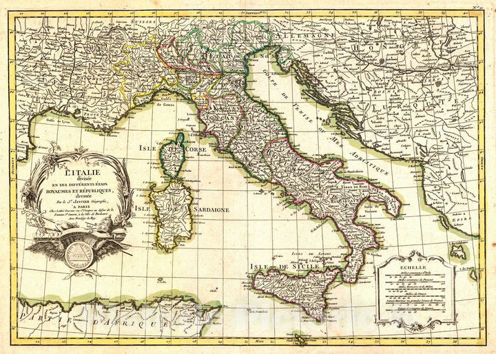Historic Map : 1771 L'Italie divisee en ses Différents É – Historic ...