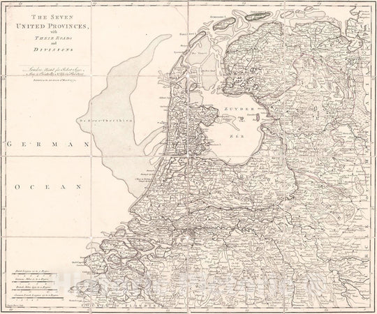 Historic Map : 1772 The Seven United Provinces with their Roads and Di ...