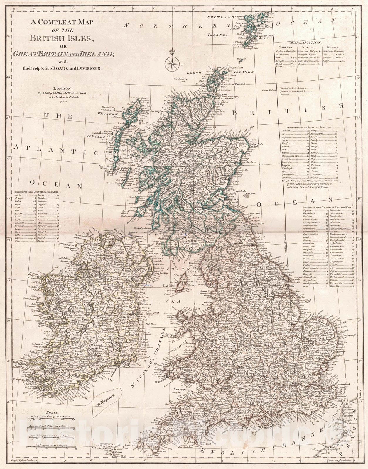 Historic Map : 1772 A Compleat Map of the British Isles or Great Brita ...
