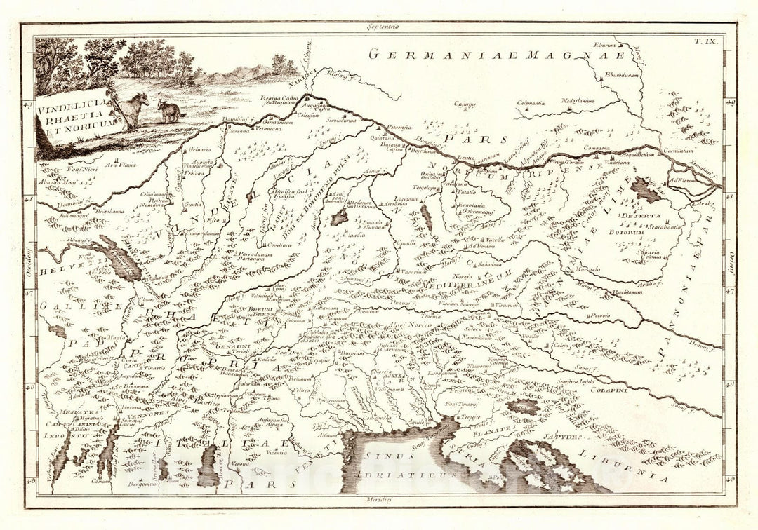 Historic Map : 1774 Vindelicia Rhaetia et Noricum : Vintage Wall Art ...