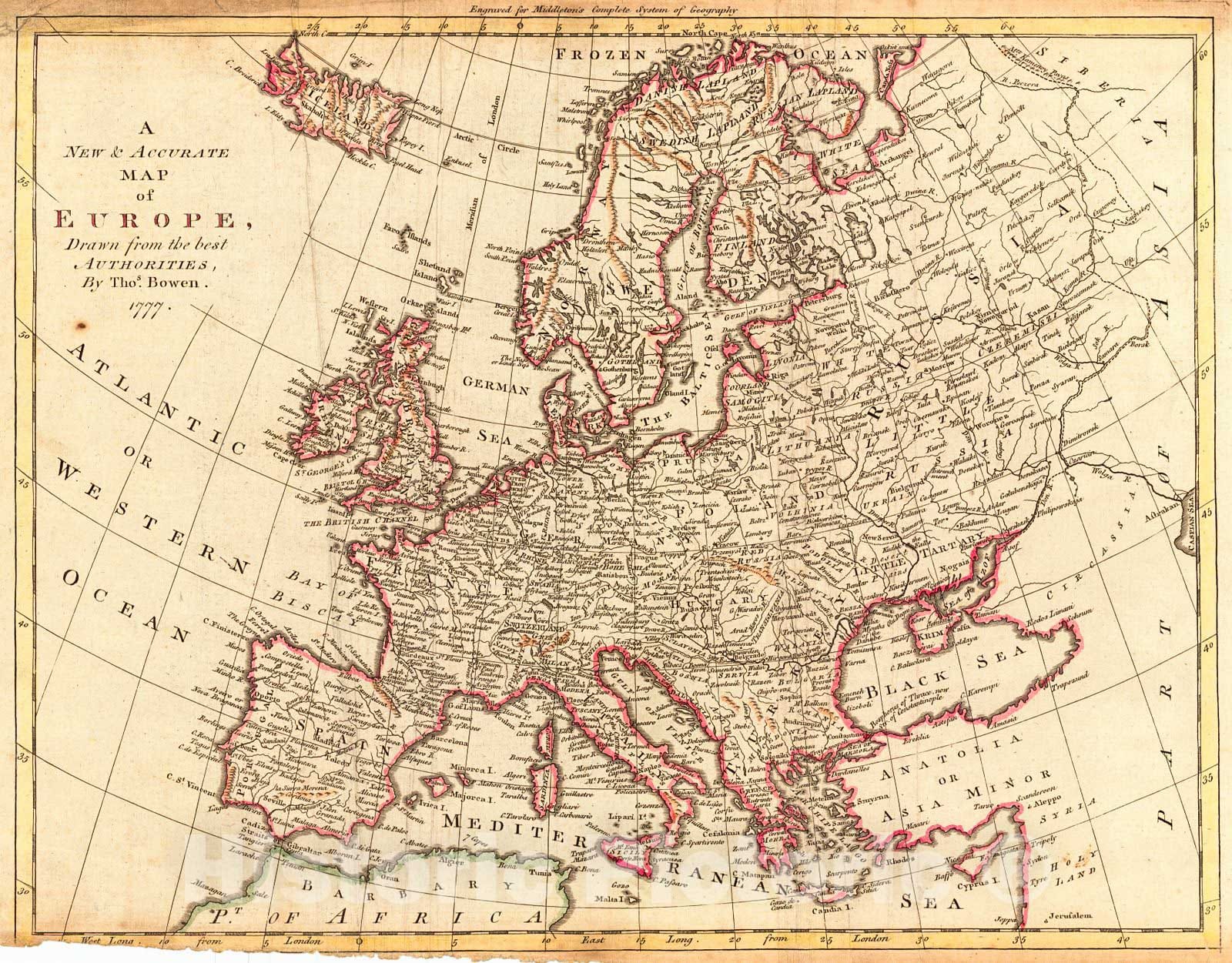 Historic Map : 1777 A New & Accurate Map of Europe, Drawn from the bes ...
