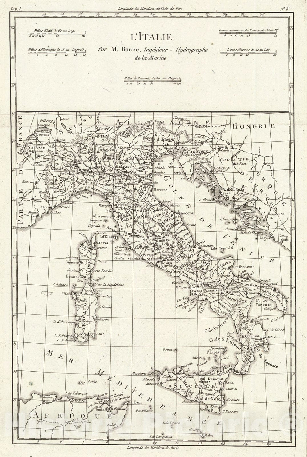 Historic Map : 1779 L'Italie : Vintage Wall Art – Historic Pictoric