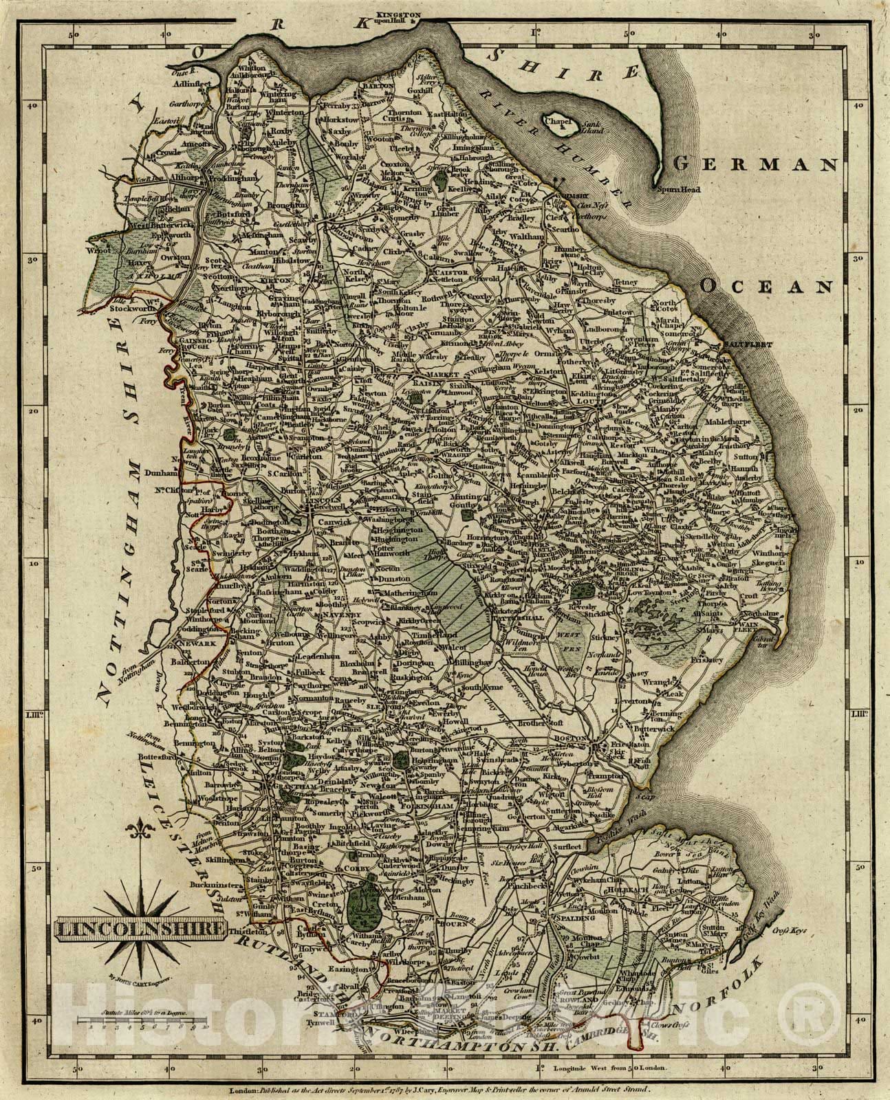 Historic Map : 1787 Lincolnshire : Vintage Wall Art – Historic Pictoric