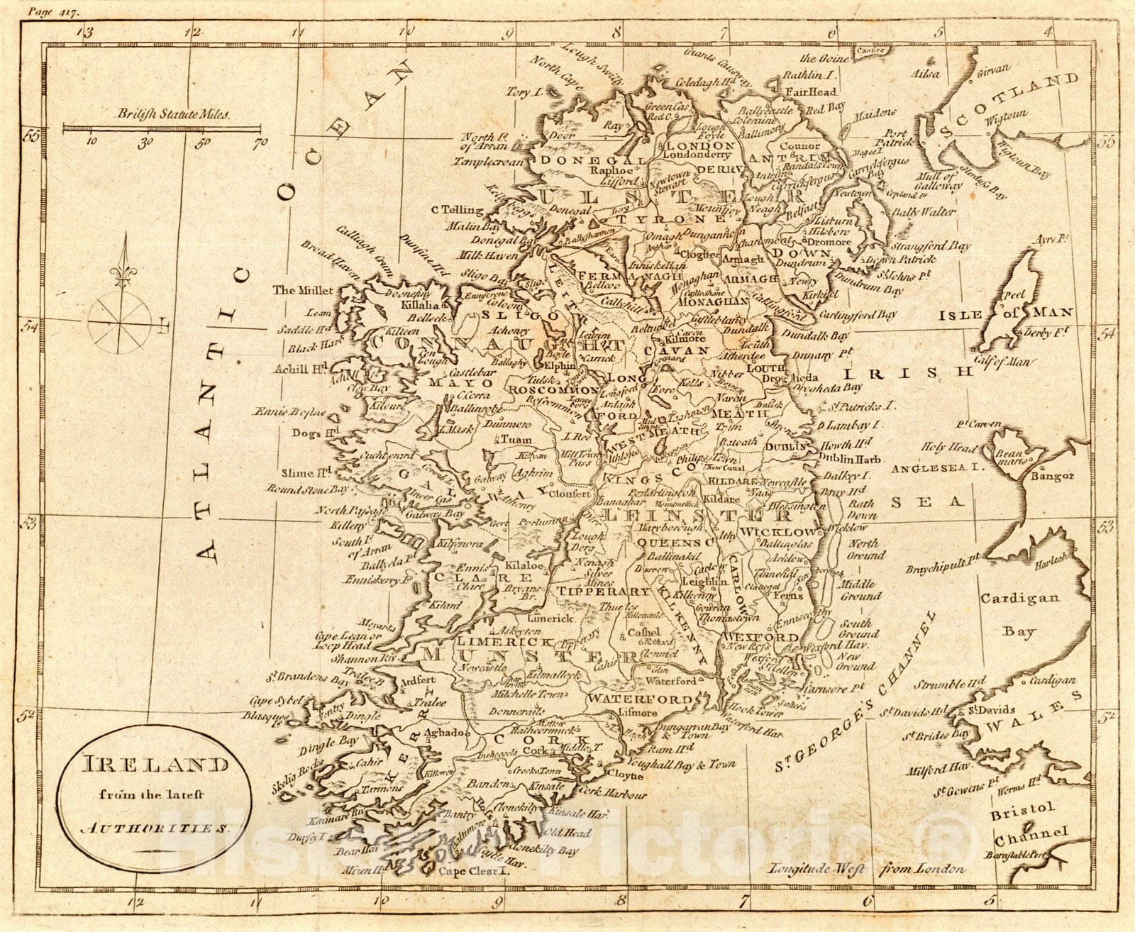 Historic Map : 1790 Ireland from the Latest Authorities : Vintage Wall ...